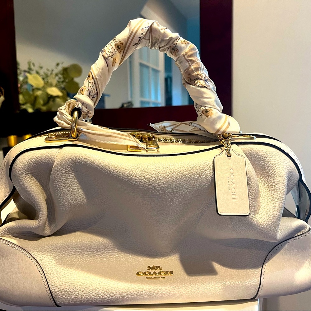 Coach Ivory Handbag With Matching Coach Silk Scarf. P… - Gem